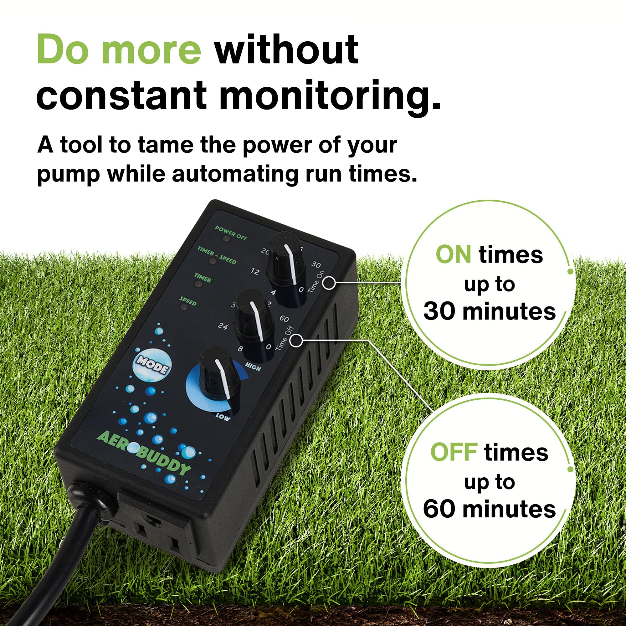 AEROBUDDY Timer + Power Controller - Variable Speed Controller w/ Interval Timer, 30-60min On Off Timer, Speed Controller for Electric Motor, 15Amp Max Power Tool Switch Easy-to-Use w/ AEROMIXER Pumps