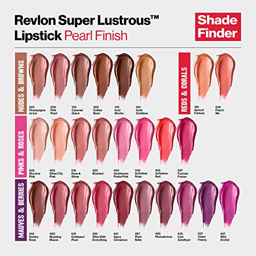 REVLON Lipstick, Super Lustrous Lipstick, Creamy Formula For Soft, Fuller-Looking Lips, Moisturized Feel in Berries, Wild Orchid (457) 0.15 oz