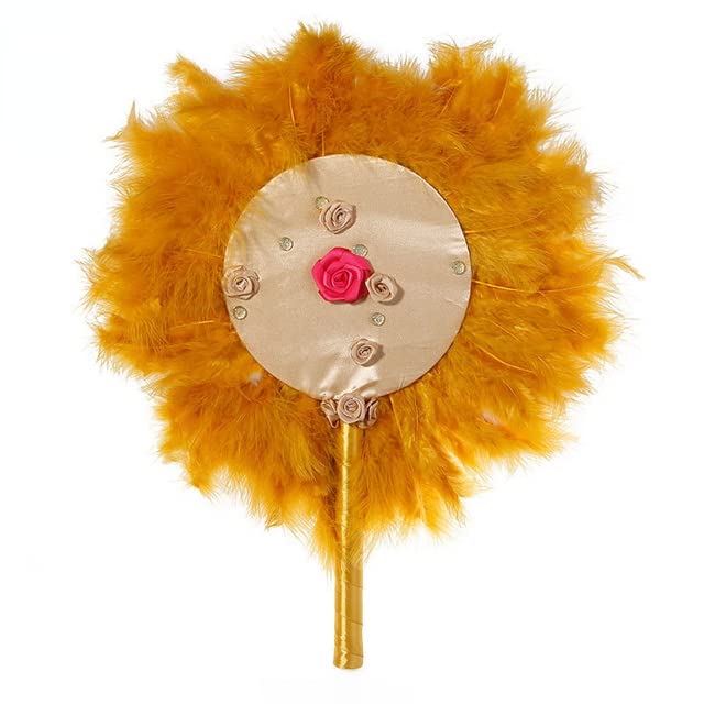 African Custom Bride Wedding Feather Hand Fan Luxury DIY Handmade Lace Dance Fan Hand Held Photo Props Party Wedding Decorations