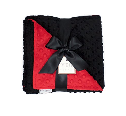 MEG ORIGINAL Red & Black Minky Dot Baby Blanket, Unisex/Gender Neutral, 1327