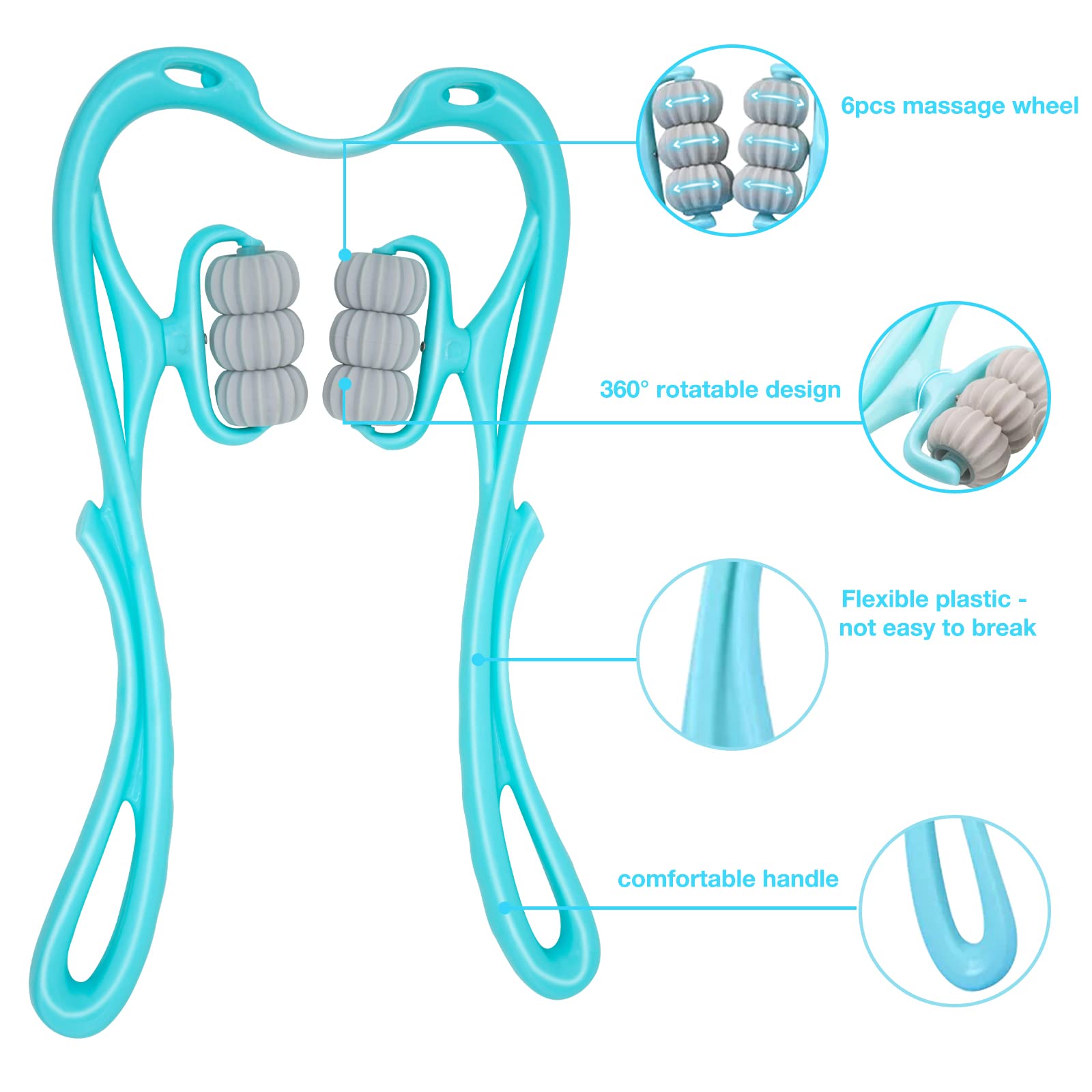 AICNLY Neck Massager, Handheld Deep Tissue Massage Stick Tool for Muscle Pain Relief, New Rotatable Design - Suitable for Neck, Hands, Legs, Relaxation, Light Weight & Portable