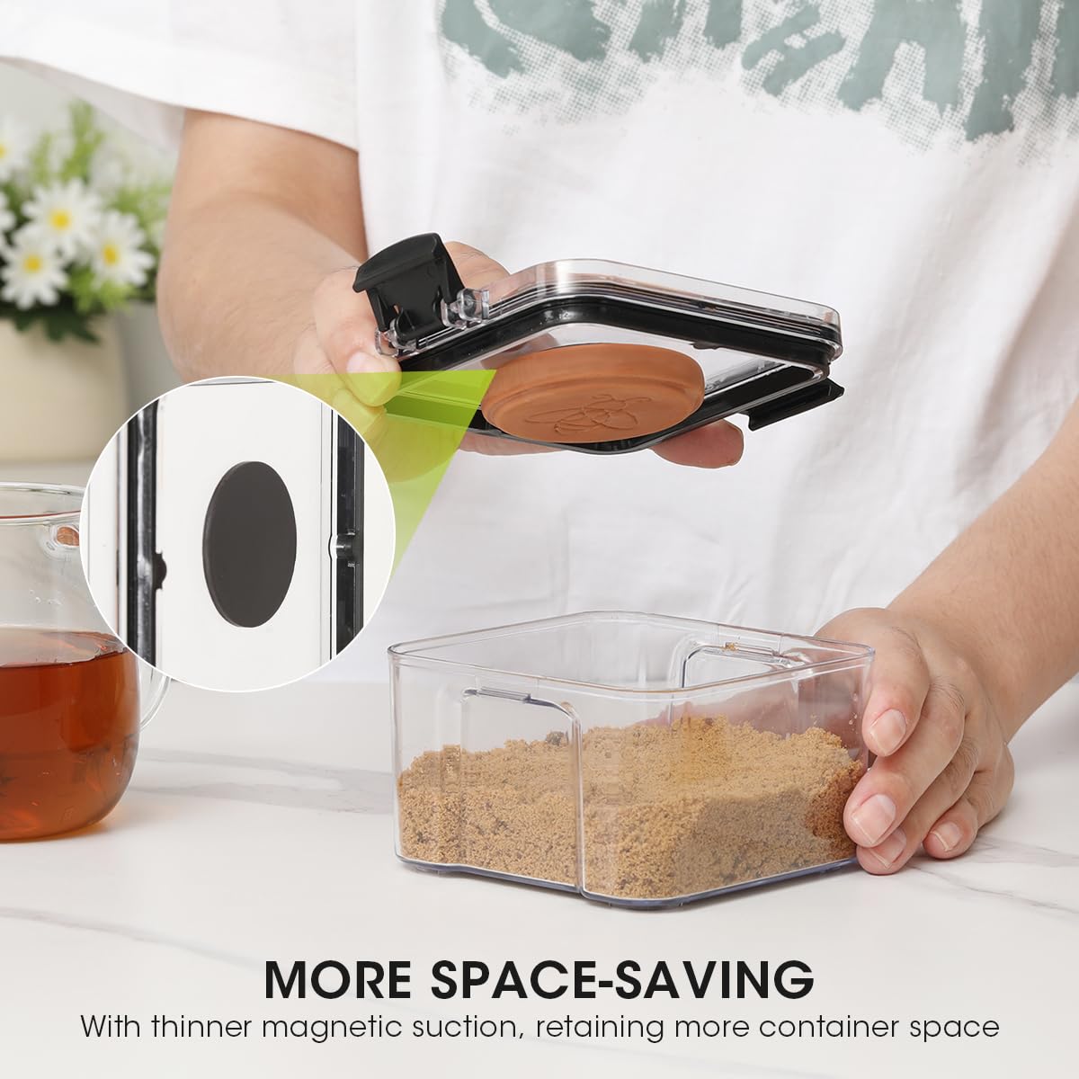 Aieve Brown Sugar Keeper Disc,2 Pack Brown Sugar Saver with Magnetic Attachment to Container Lid (Keep Brown Sugar Soft without Direct Contact)