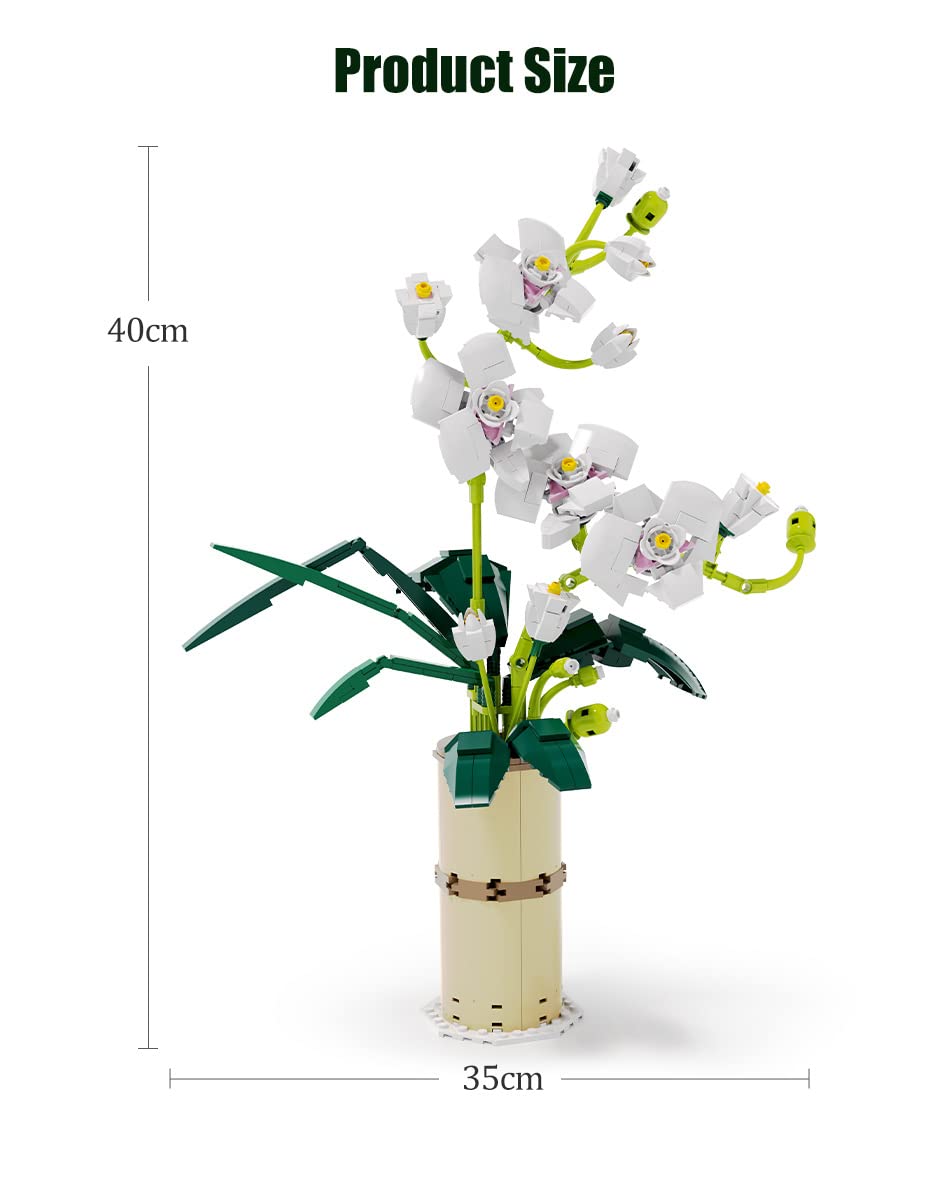 AIEWEV Flower Bouquet Building Kit, Phalaenopsis Orchid Bonsai Creative Building, DIY Building Blocks Education Toy, Botanical Gift Set for Decoration Office&Home, Holiday(588 pcs)