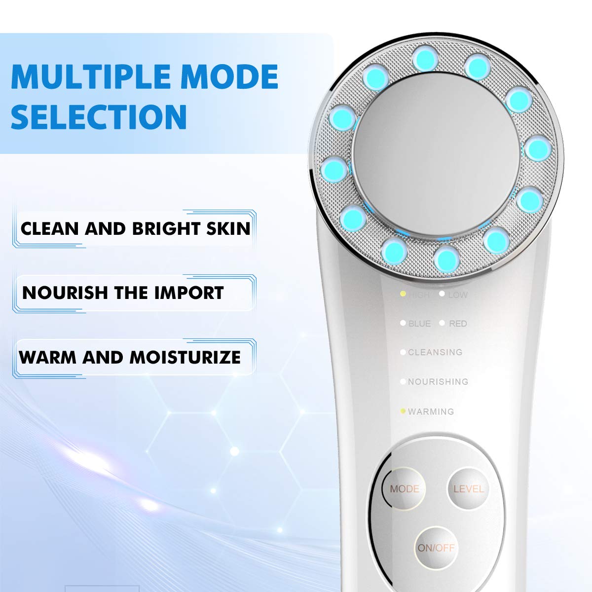 Aikertec Face Massager, Skin Care Tools 7 in 1 Facial Machine for Neck(Silver)