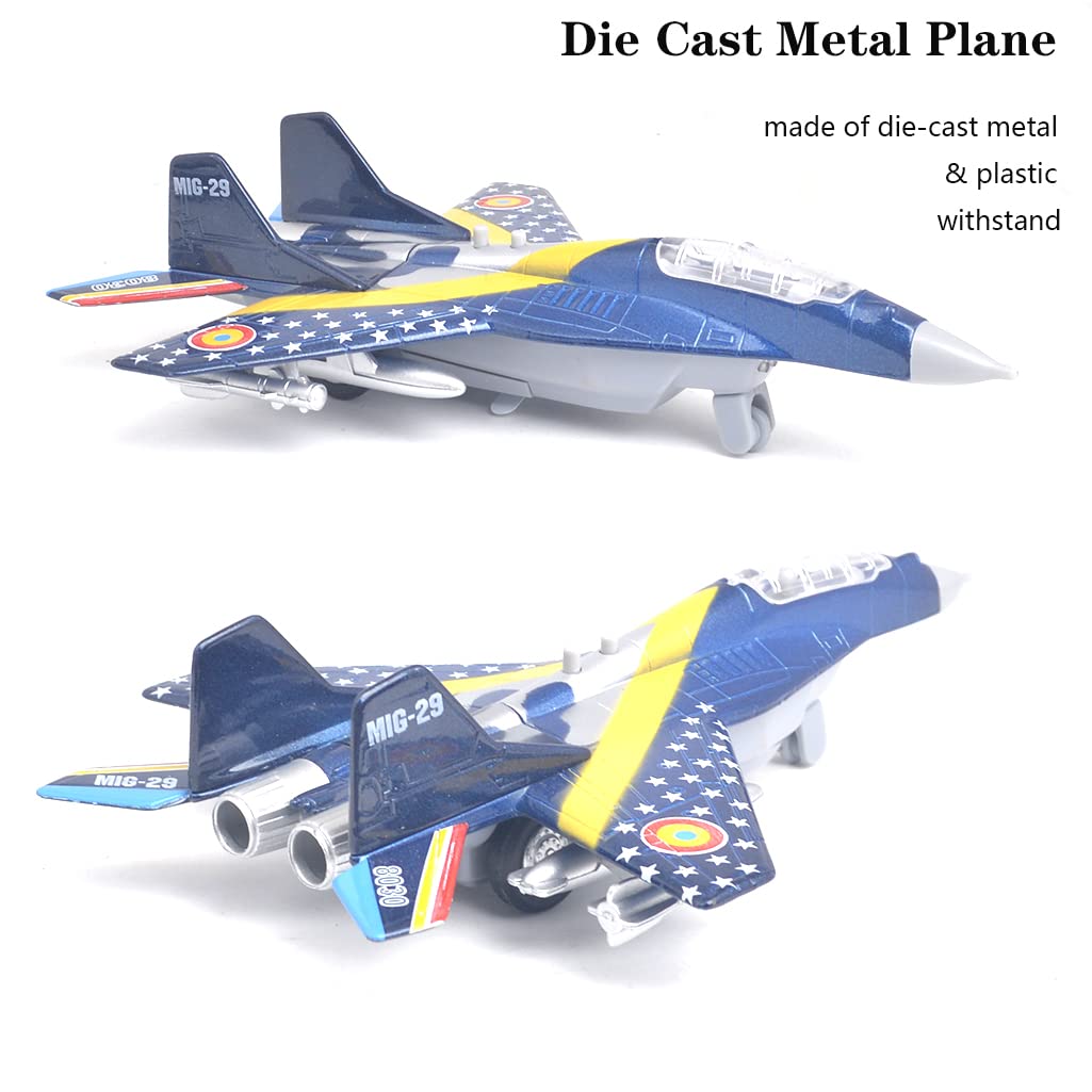 Ailejia Fighter Jet Military Plane Model Airplane Toy Alloy Planes Aircraft Mode Attack Airplane Toy with Pull Back Stealth Bombers and Fighter Planes (Blue)