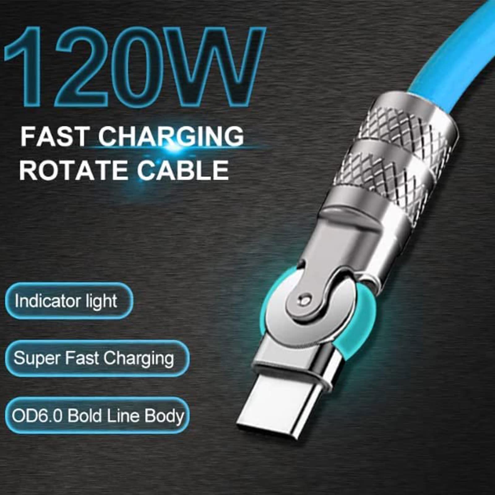 AILYRE Chubby Gamer 180 Rotating Fast Charge Cable,180 Degree Rotating Fast Charge Cable (for iOS)