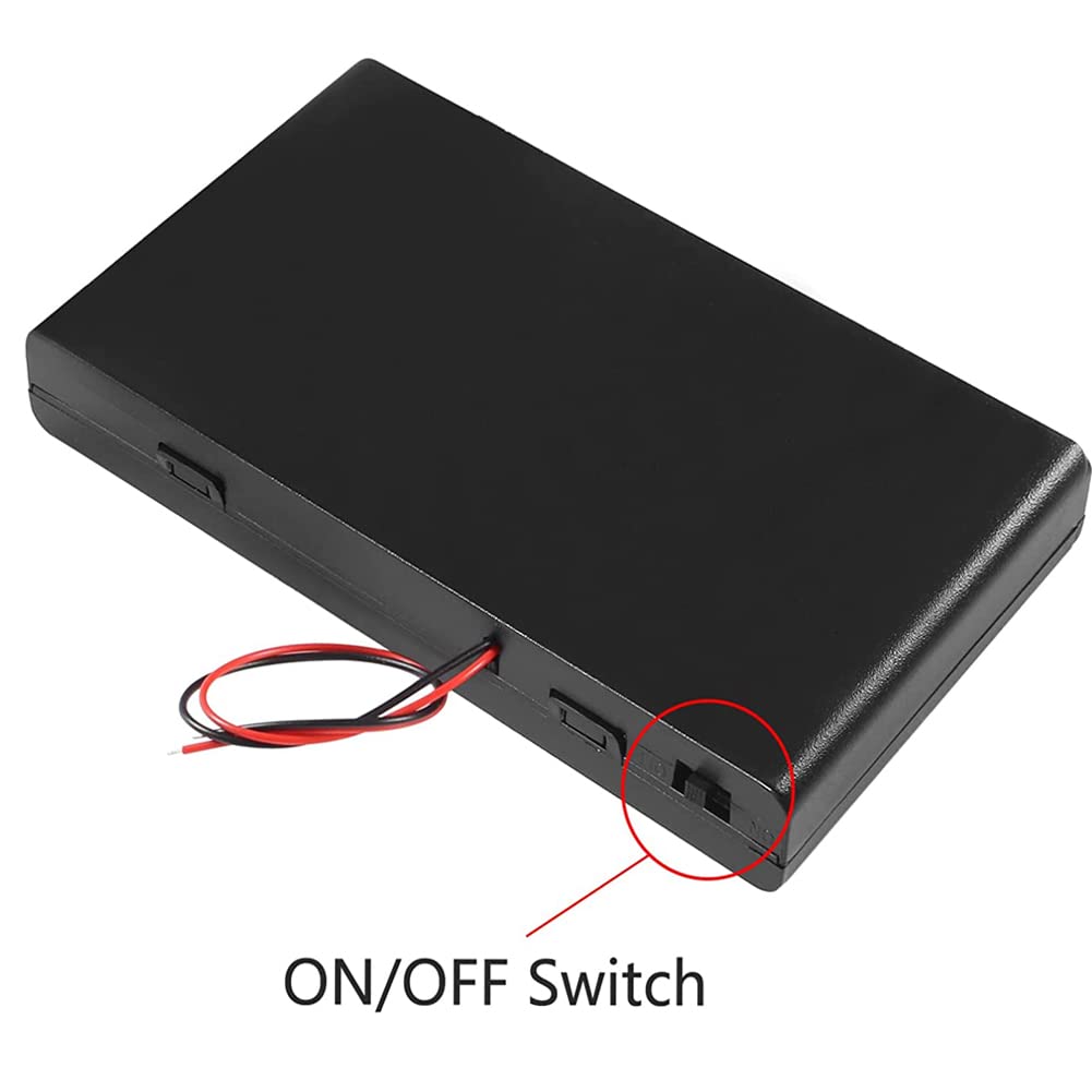 AIMPGSTL 8 x 1.5V 12V AA Battery Holder Case Storage Box with 5.5x2.1mm Male Connector ON/Off Switch with Cover Plug