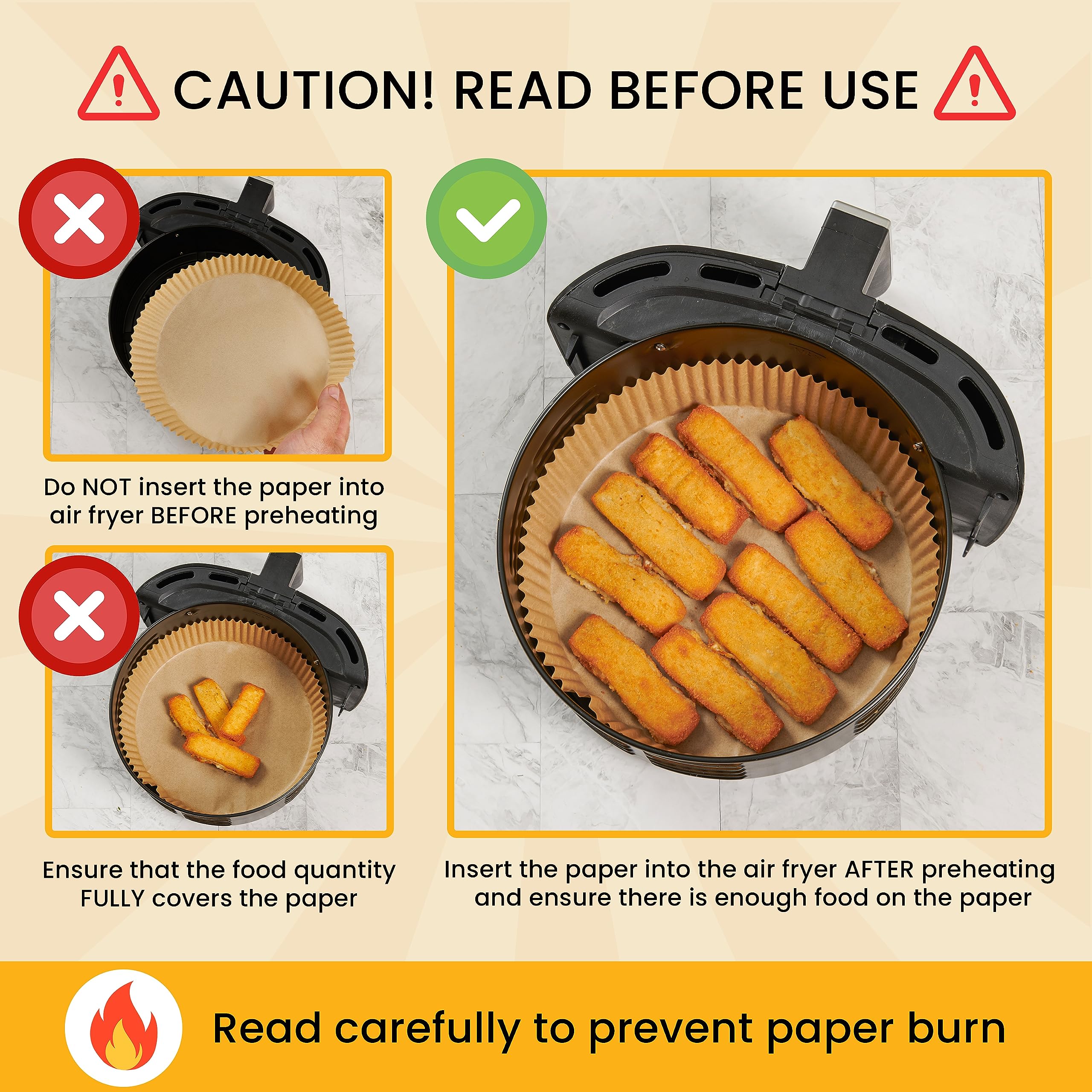 Air Fryer Liners for Ninja, 120 Pcs Round Disposable Airfryer Paper Liners β Non-Stick and Oil Proof for Easy Cleanup, Great for Oven, Pans & Baking β 8 Inch for 5-8 qt Basket by Baker's Signature
