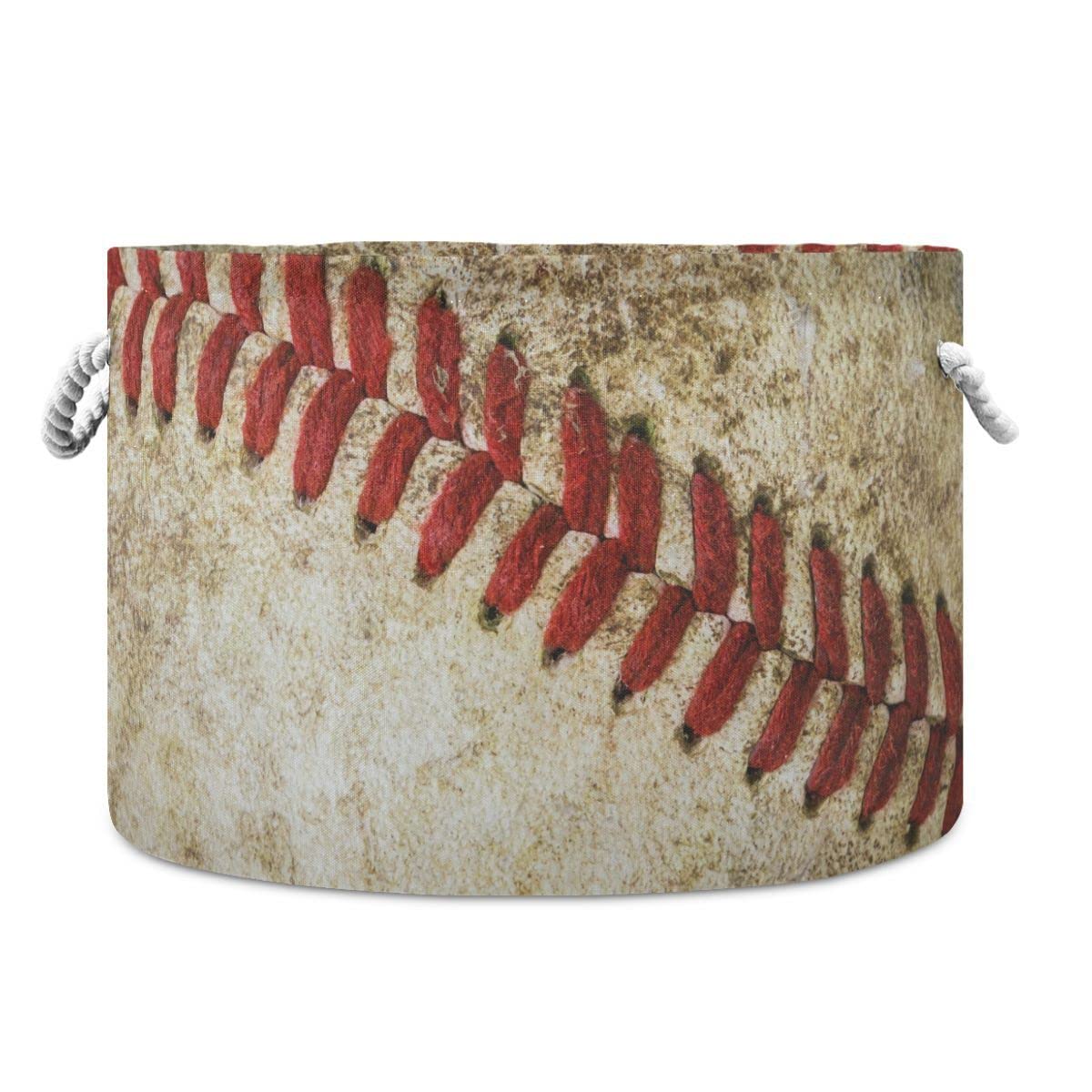 ALAZA Vintage Baseball Sport Storage Box Toy Basket Laundry Storage Organizer Bins with Handles Large Baskets for Living Room Nursery Decor