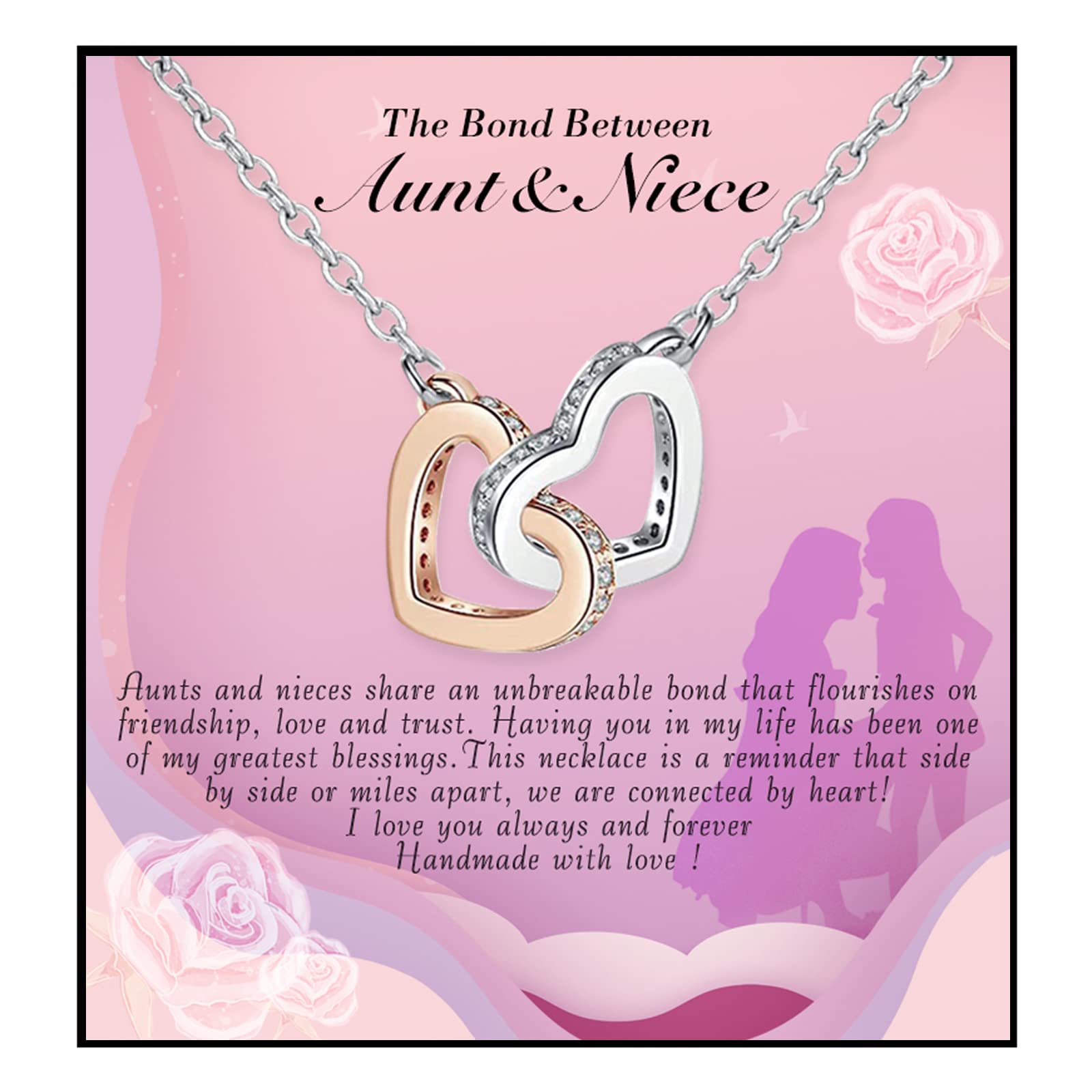 Alittlecare Niece Gifts from Auntie - Aunt Gifts from Niece - Aunt Niece Necklace for Birthday Christmas Graduation Wedding With Nice Message Card and Box