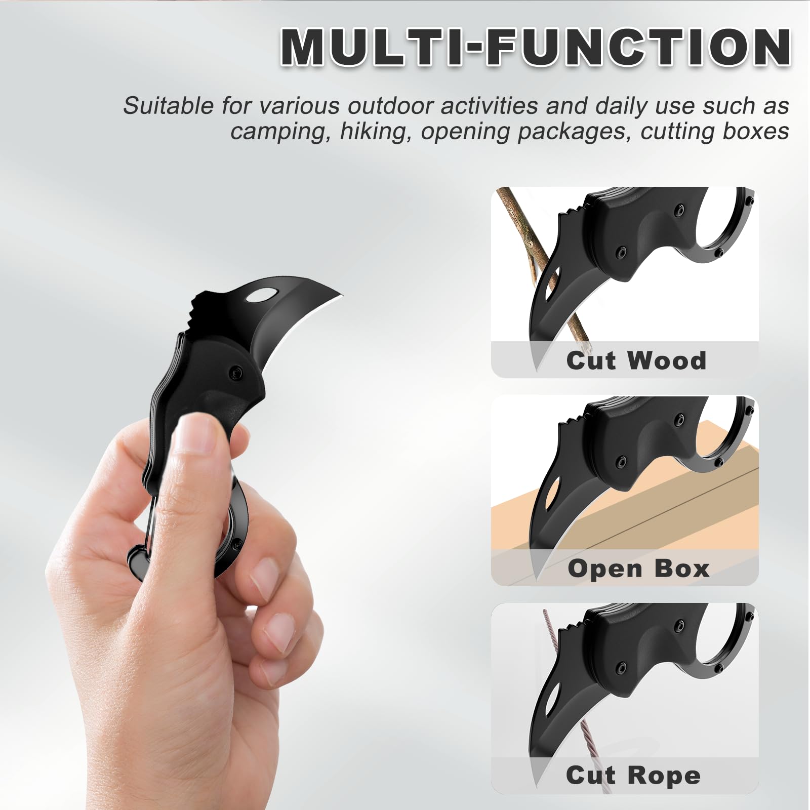 CIZPIROK Mini Pocket Knife Keychain Knife Cute Box Cutter - 3.9 Inch EDC Small Folding Knife, Stocking Stuffers Gifts for Men and Women (Light Black)