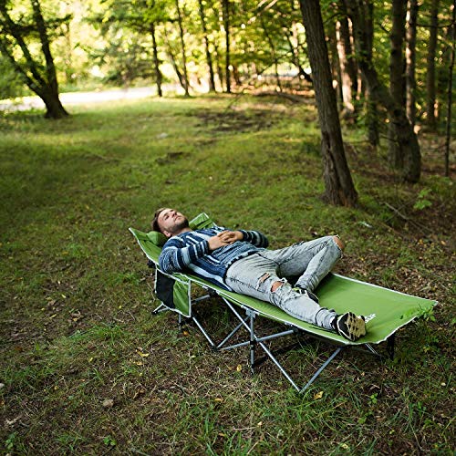 Alpcour Folding Camping Cot β Deluxe Collapsible Single Person Bed in a Bag w/Pillow for Indoor & Outdoor Use β Ultra Lightweight, Comfortable, Heavy Duty Design Holds Adults & Kids Up to 300 Lbs