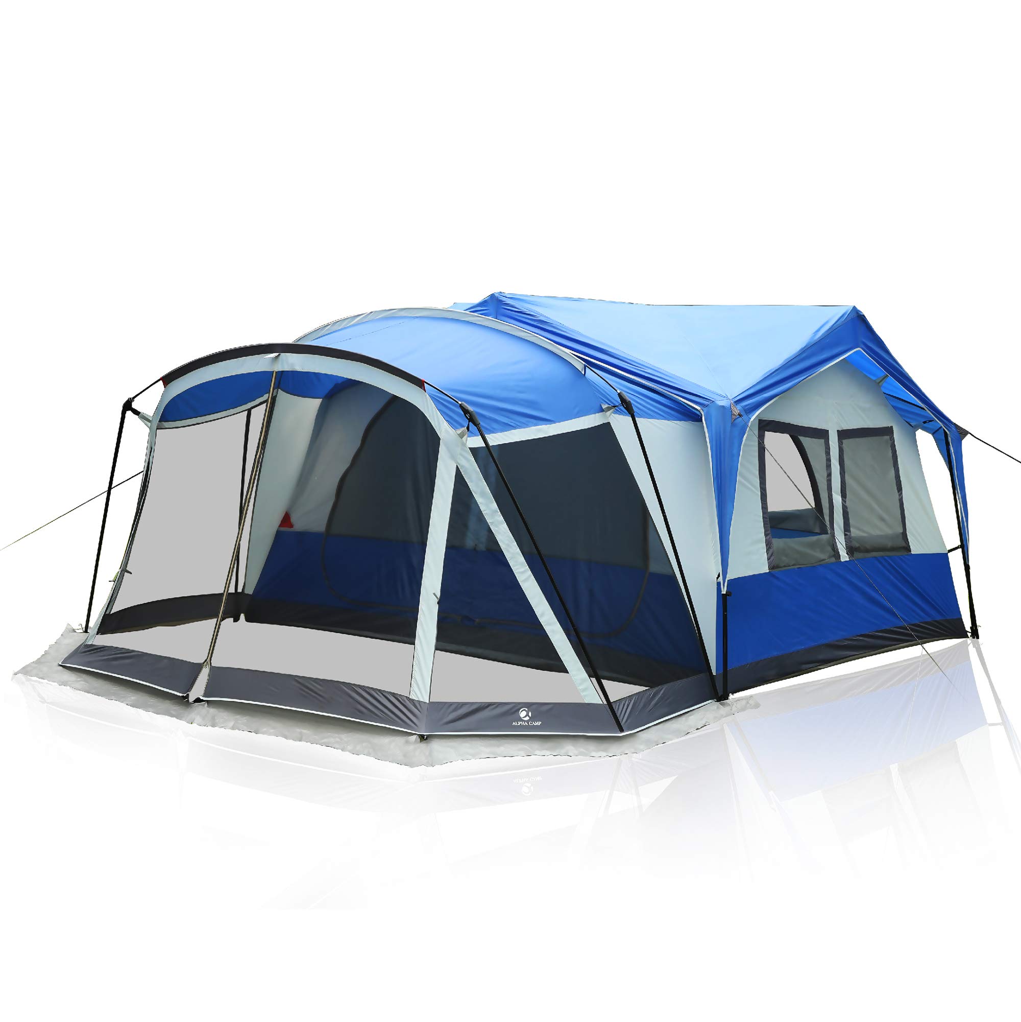 ALPHA CAMP 10-12 Person Family Camping Tent with Screen Room Cabin Tent Design - 19' x 12'