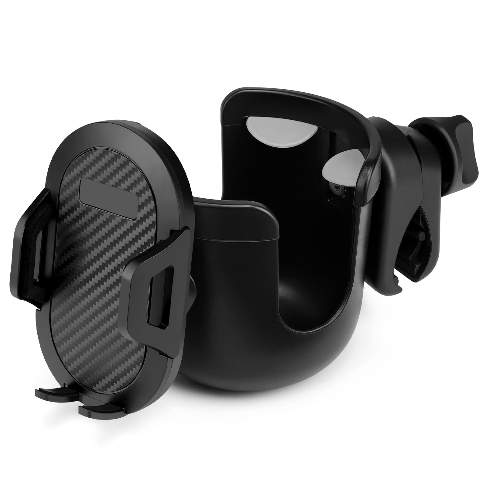 Accmor Universal Stroller Cup Holder with Phone Holder Mount, Bike Cup Holder, 2-in-1 Large Caliber Designed Cup Holder for Stroller, Bike, Wheelchair, Walker