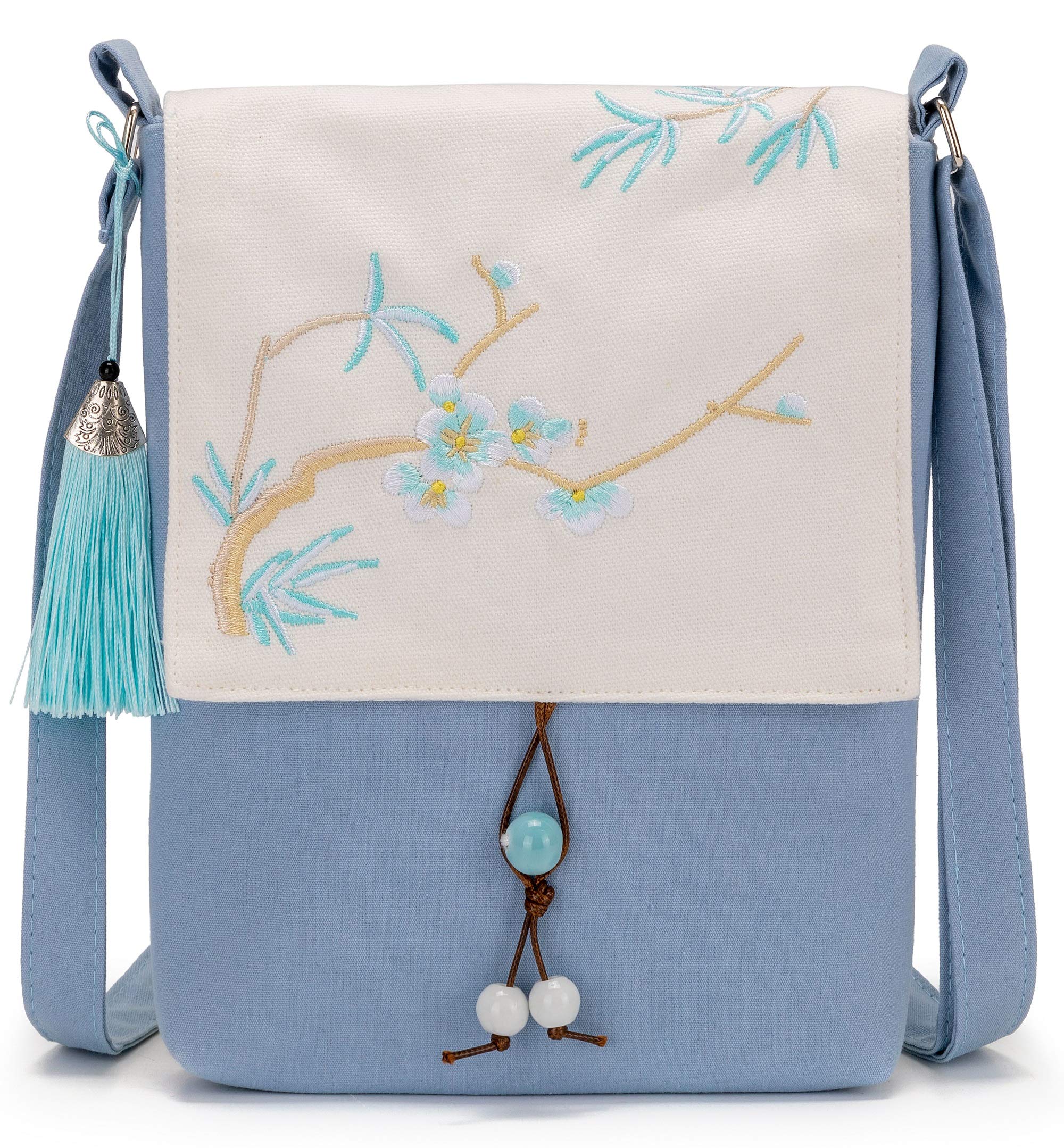 Crest Design Cute Canvas Crossbody Bag Shoulder Bag Purse for Girl and Teenage (Pink Lark)