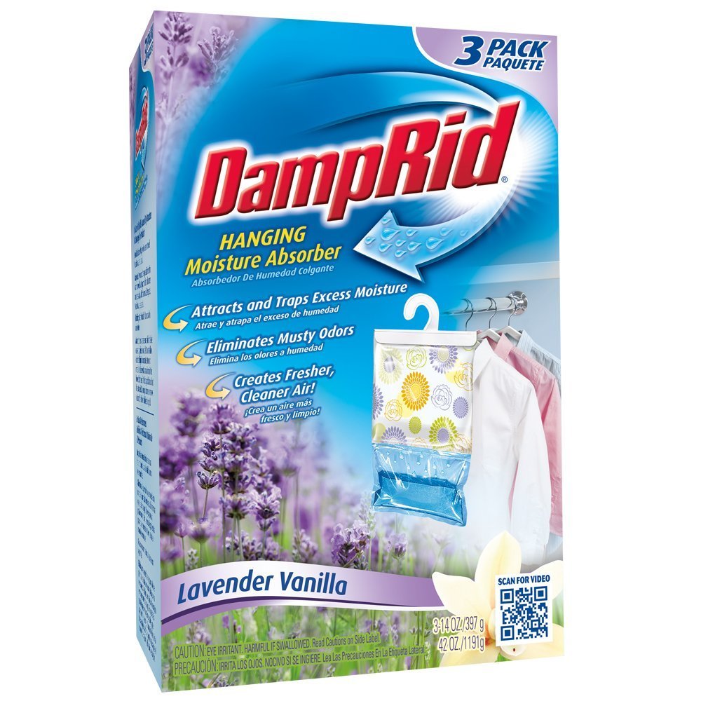 DampRid Lavender & Vanilla Hanging Moisture Absorber, 3 ct, 42 Ounce - 3 Boxes,, 3Count ()