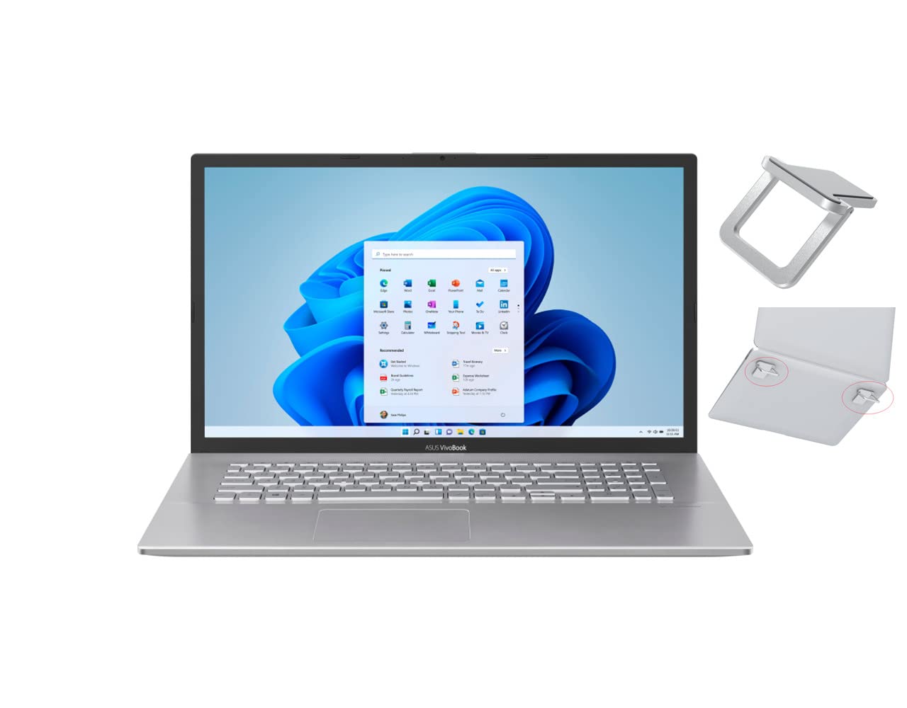 ASUS 2022 Newest VivoBook 17.3" HD+ LED Flagship Laptop | Intel Core i5-1035G1 | HDMI | Windows 11 Home in S Mode | Silver | with Laptop Stand Bundle (Silver, 20GB RAM | 1TB HDD)