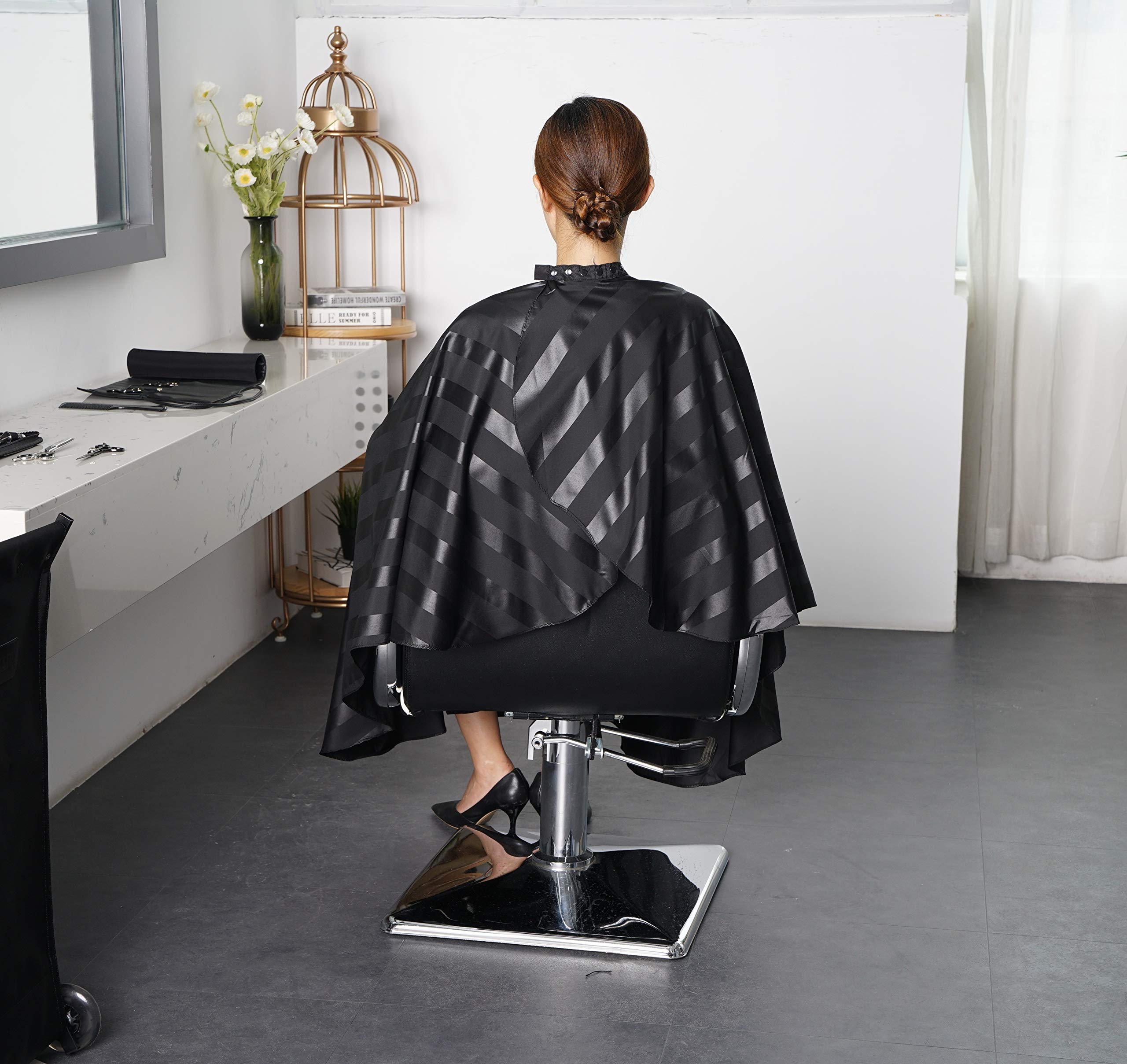 SMARTHAIR Professional Salon Cape Polyester Barber Cape Hair Cut Cape,54”x62”,Black,C035001C