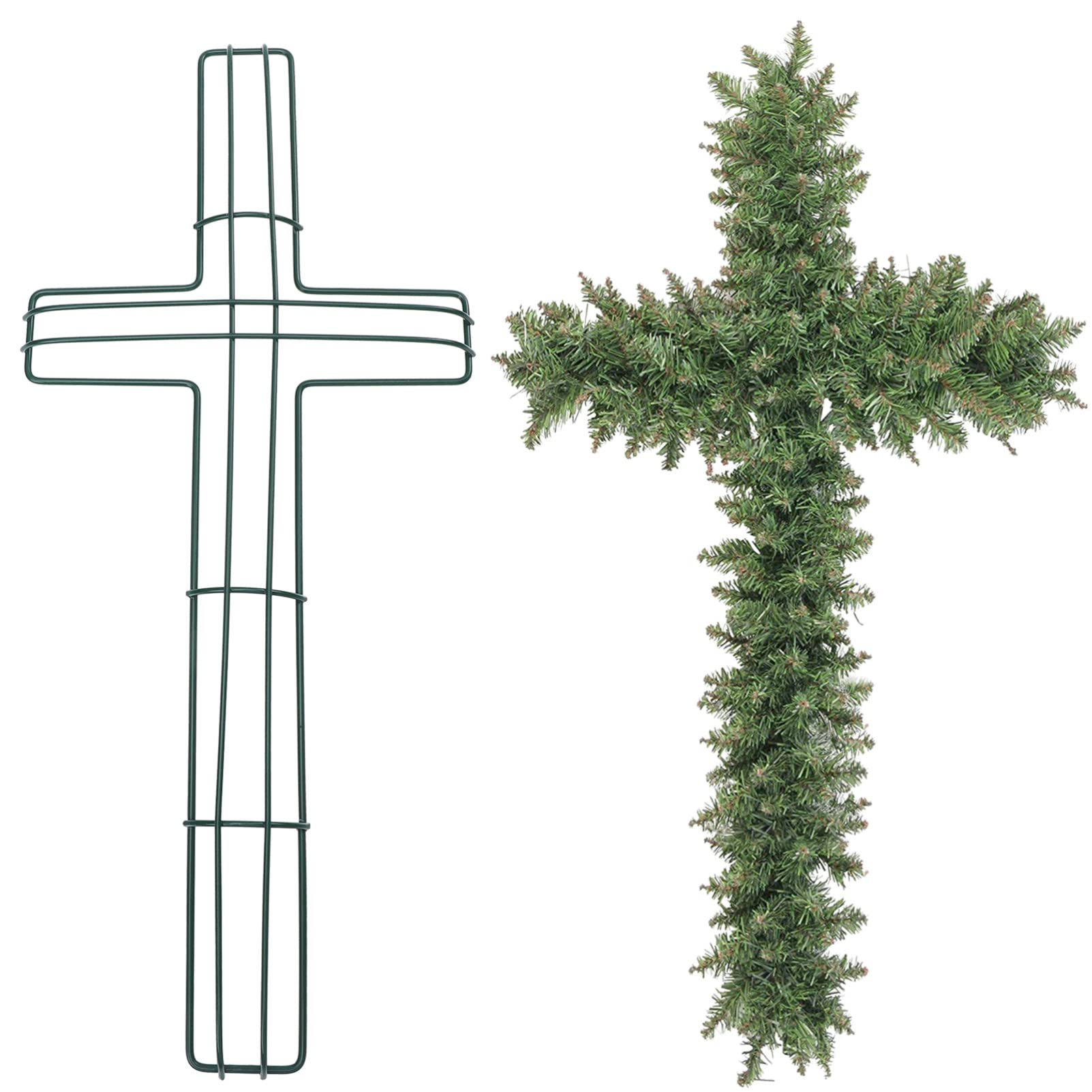 DOITOOL Cross Metal Wire Wreath Frame Set of 2 Easter Cross Wreaths for Front Door DIY Metal Wire Wreath Frames for Easter Day Garden Decorations (15. 7x7 Inch)