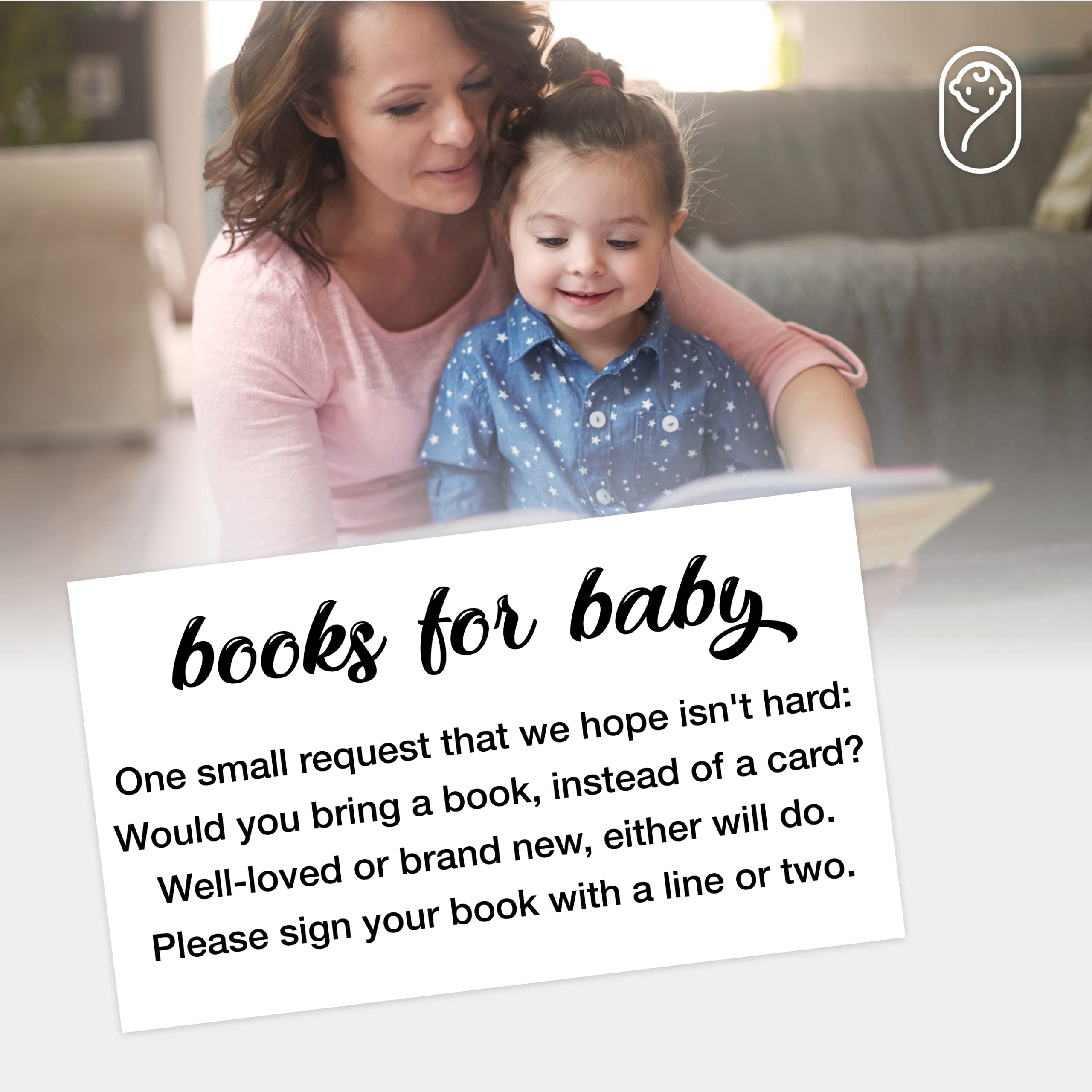 Baby Shower Invitation Inserts, 50-Pack Baby Shower Game Cards, 3.5 x 2 Inches (Book for Baby)