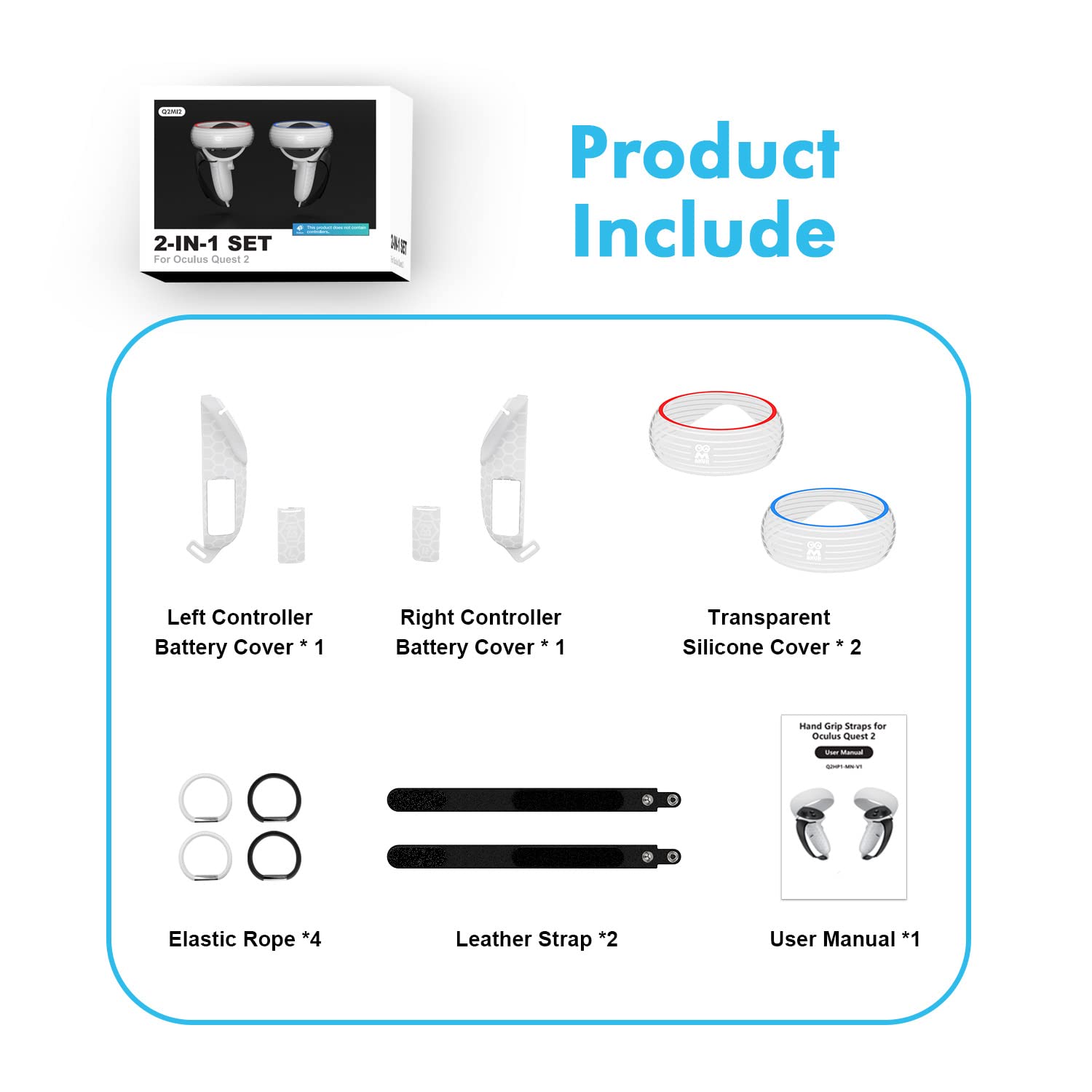AMVR Resilient VR Facial Vent Soft Interface+Controller Grips for Quest 2 Accessories with Halo Protectors