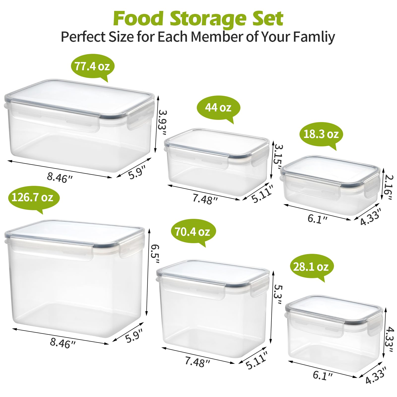 Airtight Food Storage Containers-Leakproof Plastic Meal-Prep Lunch Containers Reusable,Microwave, Oven, Freezer and Dishwasher safe Crisper, 12PCS - (6 lids & 6 Containers,Includes Labels & Pen)