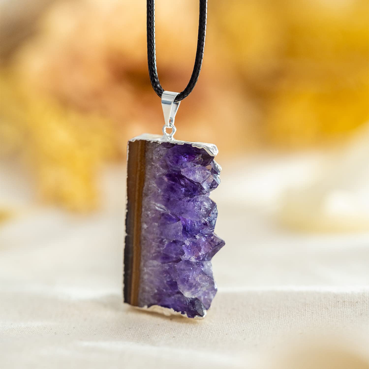 Ayana Crystals Handcrafted Amethyst Geode Necklace - Silver Plated: Genuine Natural Amethyst, February Birthstone β Third Eye & Crown Chakra Activation for Aquarius & Pisces Zodiac Signs