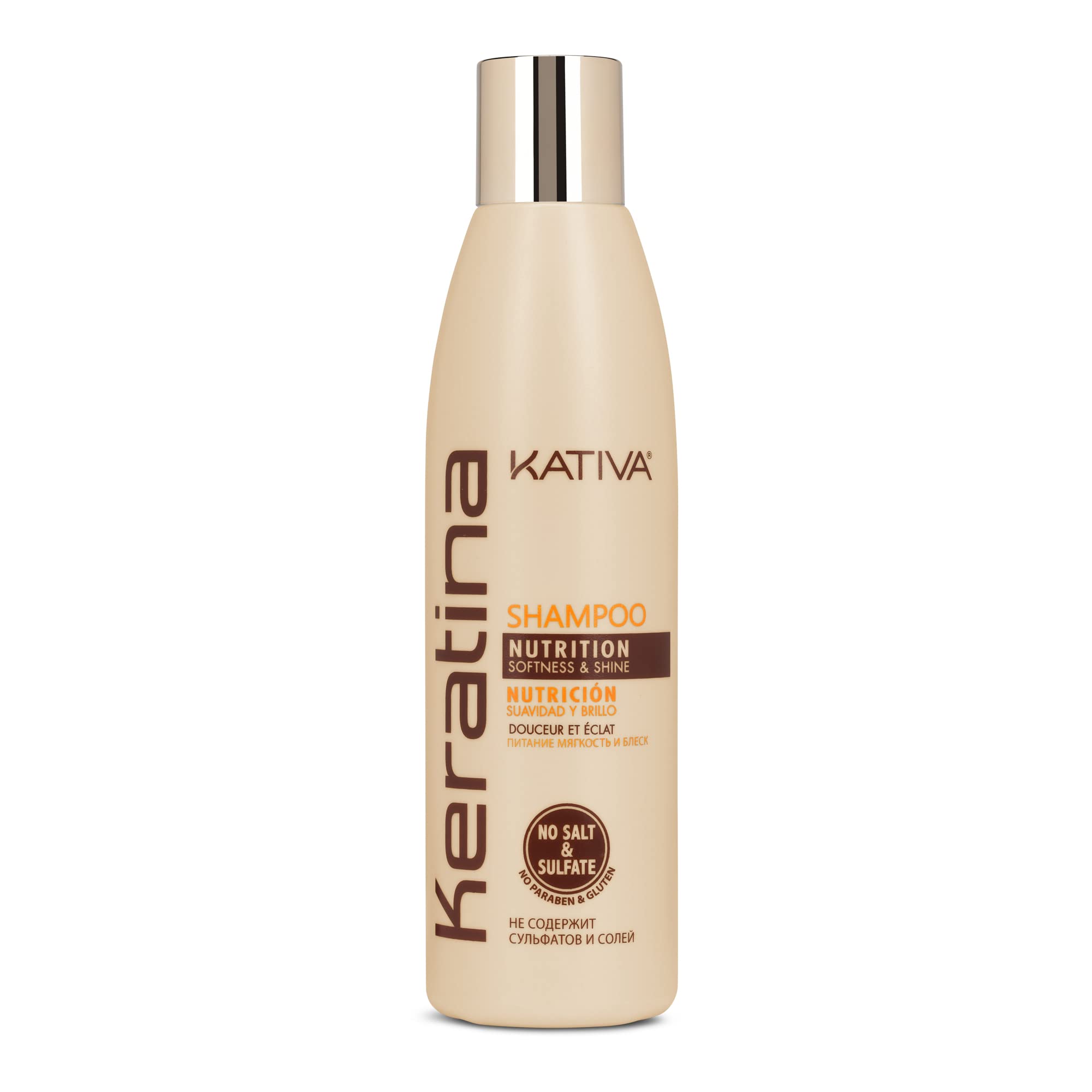 KATIVA Keratin Shampoo, 8.45 Fl Oz, Rebuild & Strengthen Damaged Hair, with Hydrolyzed Keratin & Ceramides for Soft, Shiny and Nourished Hair, Free from Sulfate, Gluten,Paraben,Salt