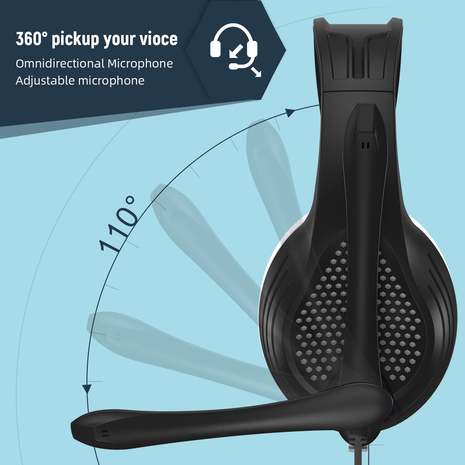 Anivia Headphones with Mirrophones Wired Headset for PC(Black)
