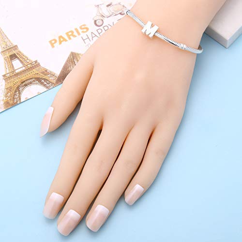 Alphabet Charms fit Pandora Bracelet 925 Sterling Silver Letter Charms Initial A-z Charm Beads for Bracelet(M)