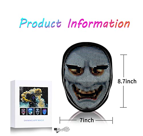 AINSKO LED Mask With Face Transforming-Light Up programmable mask,cool led mask,LED light up screen mask,led mad mask,Party Costumes Cosplay