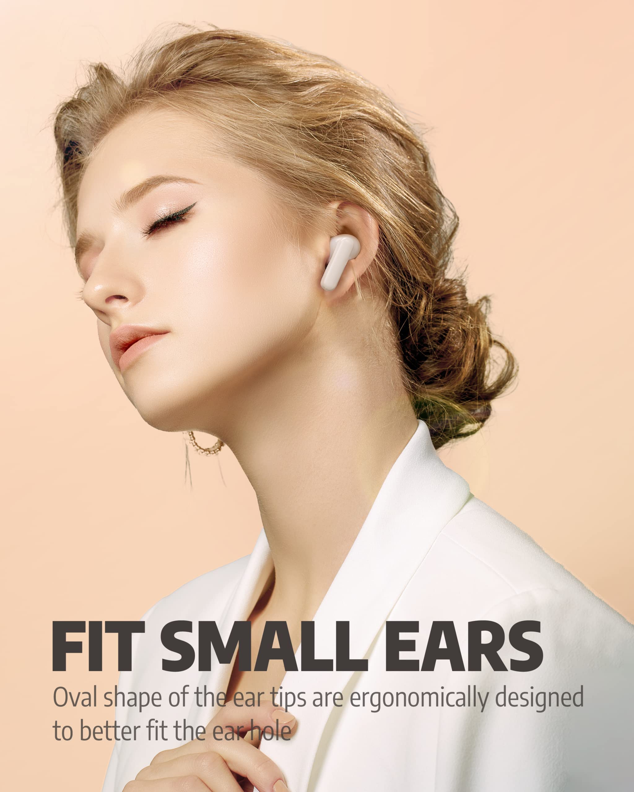 AIHOOR Wireless Earbuds for Music and Sports, Bluetooth 5.3 in-Ear Headphones with Extra Bass, Built-in Mic, Touch Control, USB Charging Case, 30hr Battery Earphones (High Gloss White)