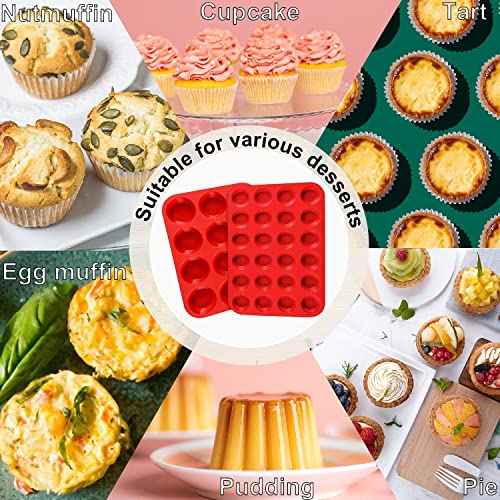 Anxbbo Silicone Muffin Pan Set - Mini 24 Cups and Regular 12 Cups Muffin Tin, Non-Stick Bakeware Silicone Molds for Muffins, Cupcakes, Bread, Tart and Desserts