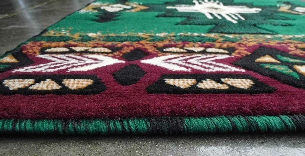 Champion Rugs Southwest Native American Navajo Aztec Tribal Indian Hunter Green Carpet Area Rug (2 Feet X 7 Feet Runner)