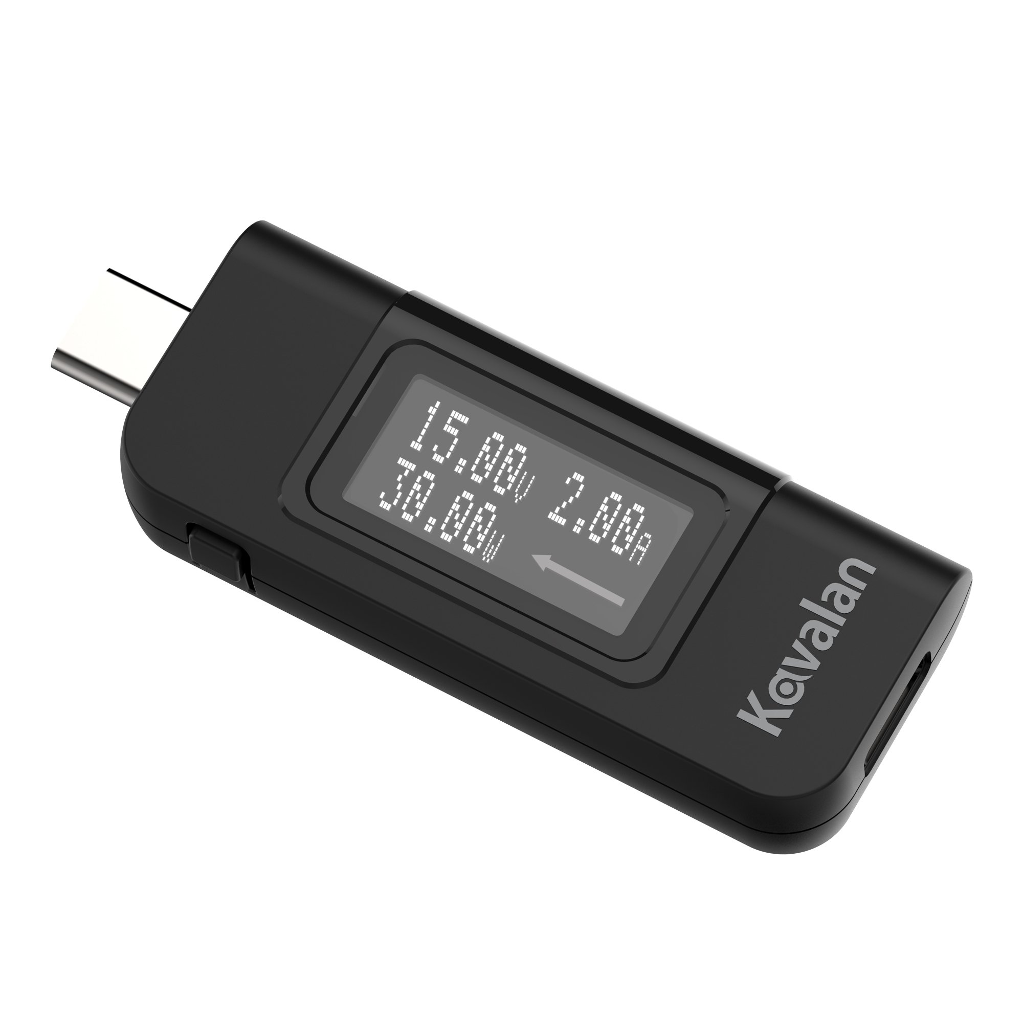Kavalan USB Type-C Power Meter Monitor, OLED Multimeter Charging Tester for V & A & Watts, Bi-Direction Indicator with Display Flip Button