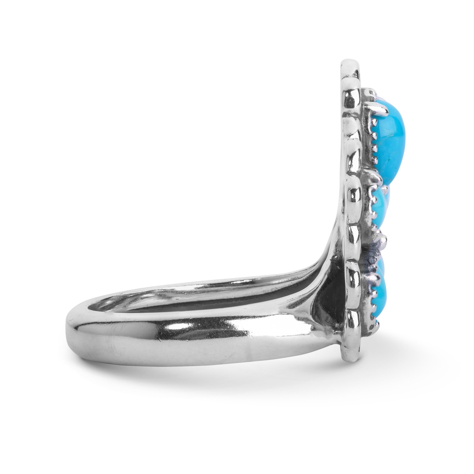 American West Sterling Silver Sleeping Beauty Turquoise Gemstone 5-Stone Ring Size 8