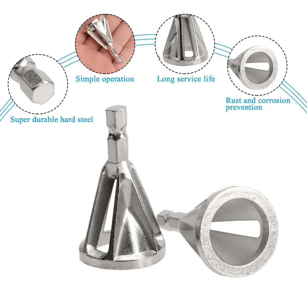 AnRui Deburring External Chamfering Tool, Stainless Steel Chamfer Tool for Drill Bit, Burr Removal Bit Quickly Repairs Damaged Metal Hexagon Shank External Chamfer Deburring Tool for Drill Bit Bolts