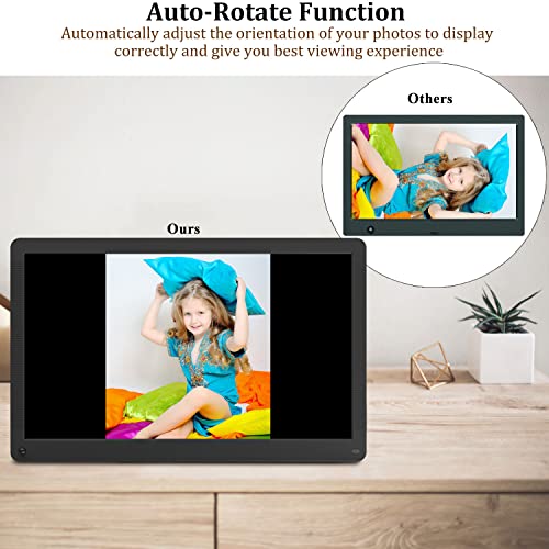 Atatat Digital Picture Frame 17.3 inch with Motion Sensor, 1920x1080 FHD Screen, Digital Photo Frame Support 1080P Video, Music, Slideshow, Breakpoint Play, Auto-Rotate,Calendar, 16:9, Black