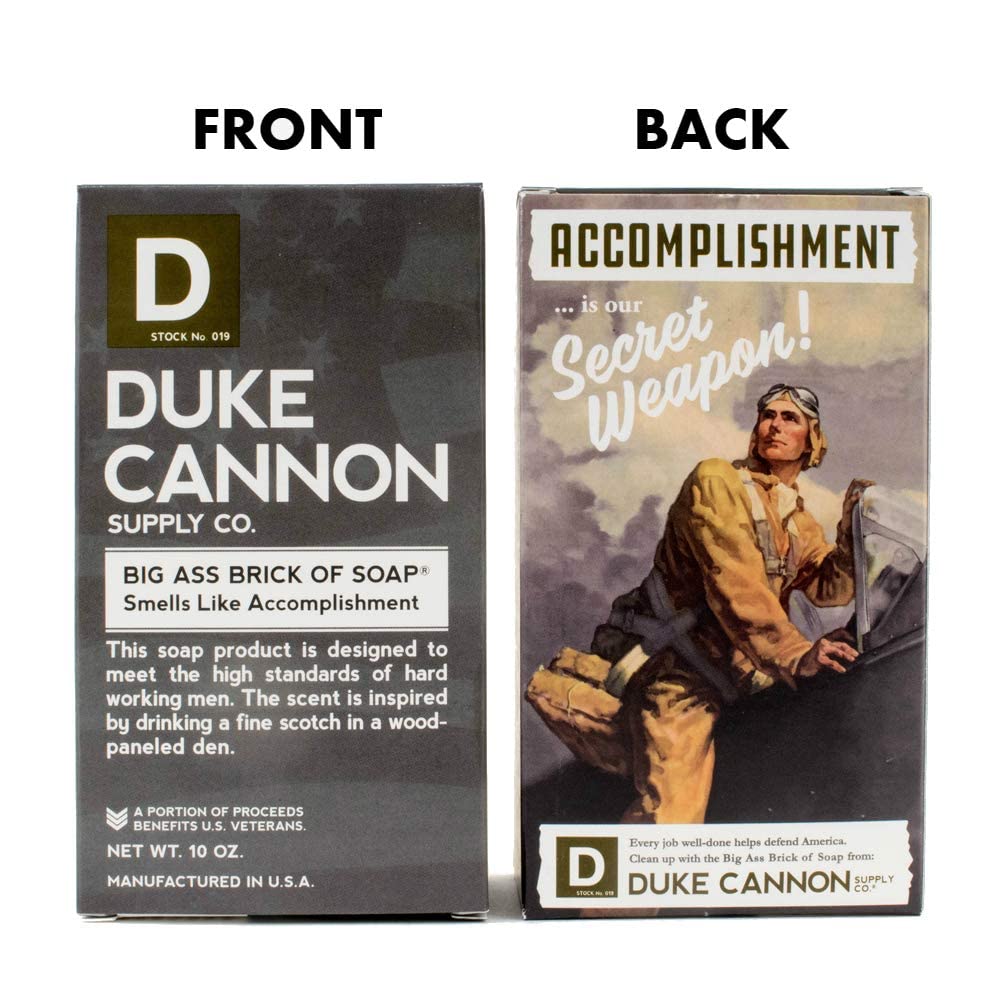 Duke Cannon Supply Co. Big Ass Brick of Soap Bar for Men WWII Collection Smells Like Accomplishment (Bergamot & Black Pepper) Multi-Pack - Superior Grade, Extra Large, All Skin Types, 10 oz (3 Pack)