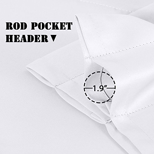 H.VERSAILTEX 2 Panels Blackout Curtain Valances for Kitchen Windows/Bathroom/Living Room/Bedroom Privacy Decorative Rod Pocket Short Winow Valance Curtains, 52" W x 18" L, Pure White