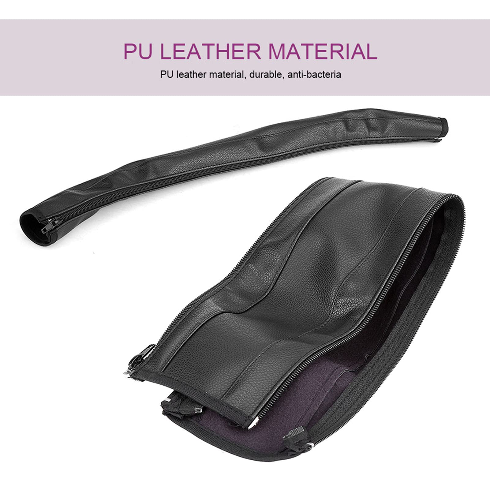 Baby Stroller Handle Cover, Leather Pram Foam Armrest Covers Universal Bumper Pushchair Handlebar Sleeve Removable Grip Bar Replacement Accessories with Zipper Protect Case Dustproof Waterproof Black