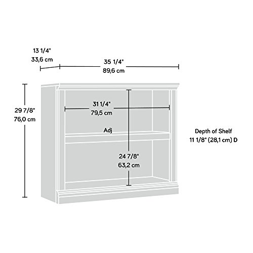 Sauder Select 2 Shelf Bookcase, L: 35.28" x W: 13.23" x H: 29.92", Chalked Chestnut finish