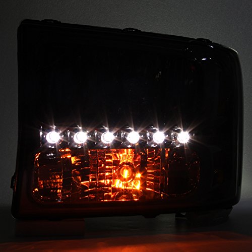 AKKON - For 1999-2004 Ford F250/350/450/550 Superduty Smoke LED Headlights w/Signal Lamps + Smoked Tail Lights Combo