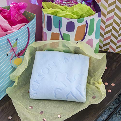 Custom Catch Personalized Baptism Baby Blanket Gift - Boy Name for Christening (Blue, 1 Text Line)