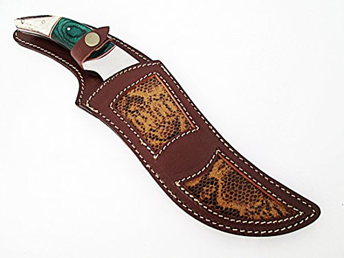 AishaTech Alligator Hunting Knife Damascus Steel Blade Stag & Wood Handle