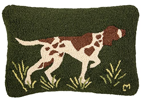 Chandler 4 Corners Artist-Designed Pointer Hand-Hooked Wool Decorative Throw Pillow (14” x 20”) Dog Pillow for Couches & Beds - Easy Care & Low Maintenance - English Pointer-Themed Home Decor