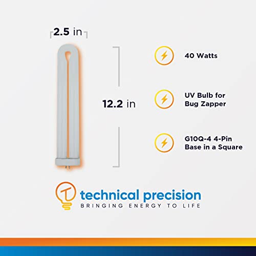 Technical Precision 40 Watt Replacement Bulb for Flowtron BF-150 for BK-80D, FC7600 and Wall Sconce Models Bug Zapper Bulb for 12 Inch Overall Length - 1 Pack