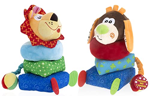 Nuby Build a Buddy- Plush Ring Stacker, Lion