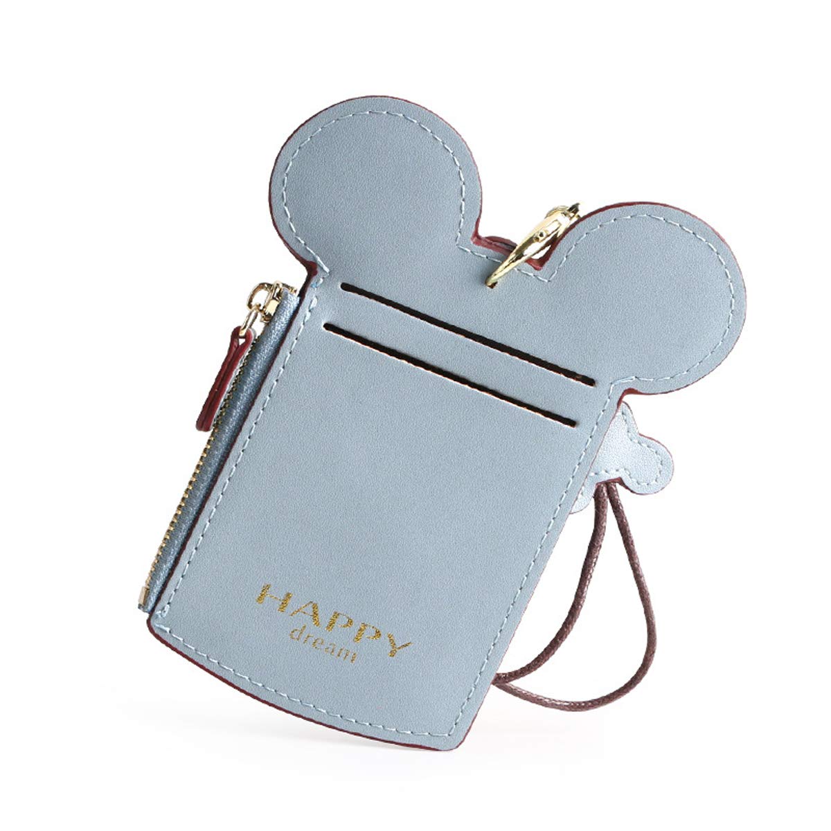Cute Neck Pouch, DIIZBEE ID Card Holder Coin Wallet Small Travel Documents Bag, Fashion Animal Shape Purse With Lanyard for Student Women Kids Girl (Blue 1pc)