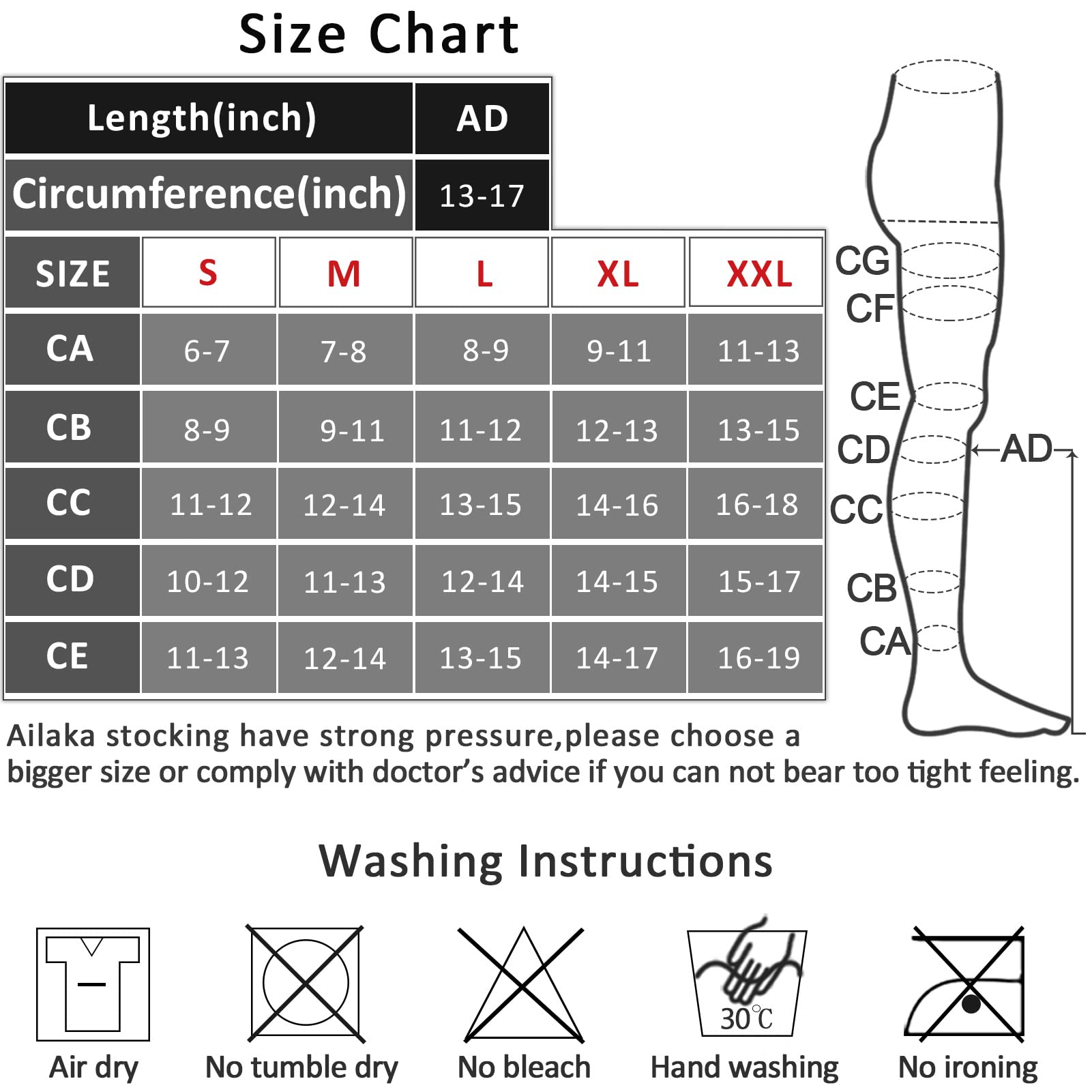 Ailaka 1 Pair Compression Calf Sleeves for Women & Men, 20-30 mmHg Graduated Support Footless Compression Socks for Varicose Veins, Shin Splints, Edema, Recovery, Maternity, Running, Travel